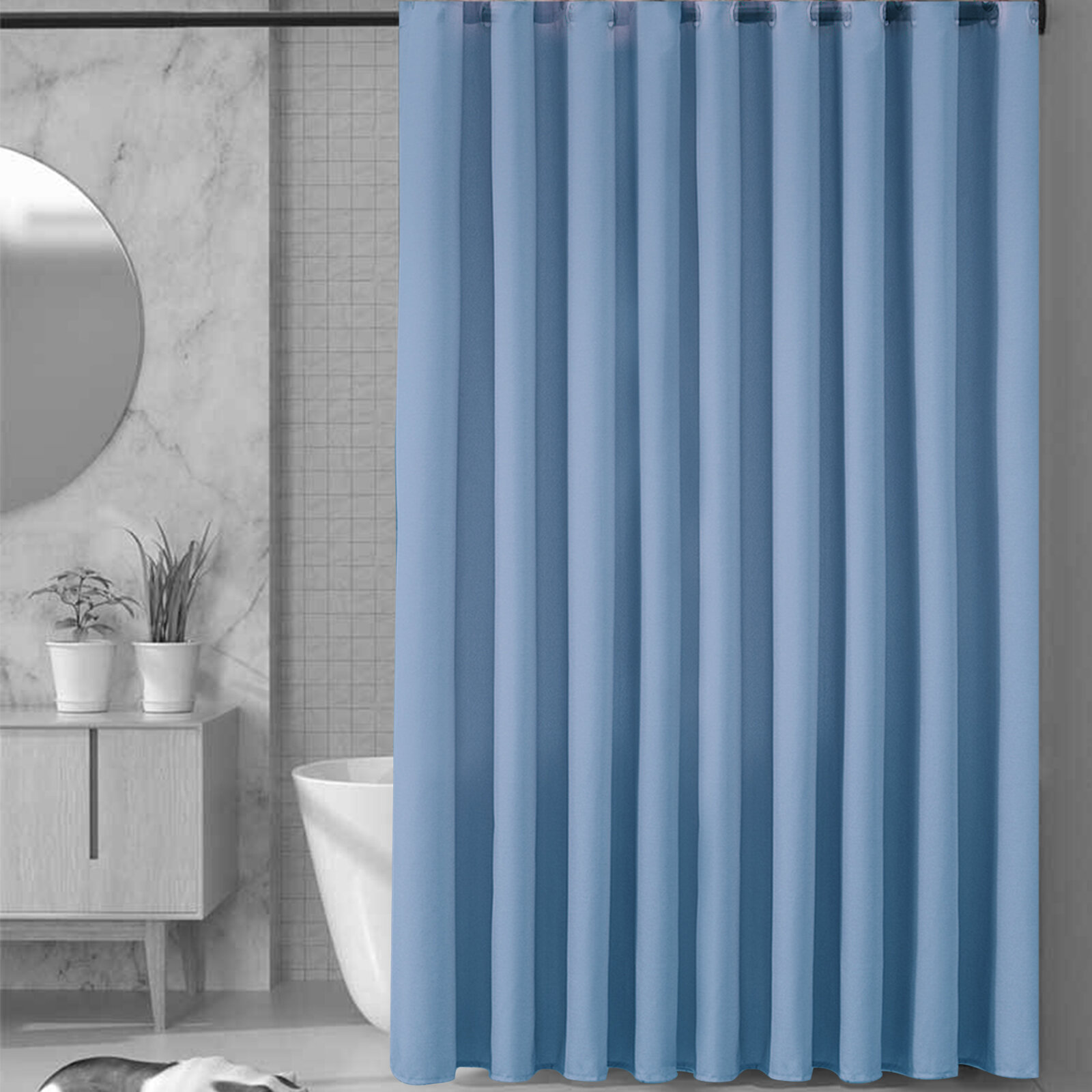 6 x 6FT Водонепроницаемая Полотенце для Душа С 12 Металлическими Громметами и Крючками Полотенце для Банные С Нижней Сурьмой Для Ванной Комнаты Машинно Чистое, Цвет: Бежевый; Синий; Серый; Розовый (Выбор), Паттерн: Сплошной, Материал: Полиэстер, Медь,