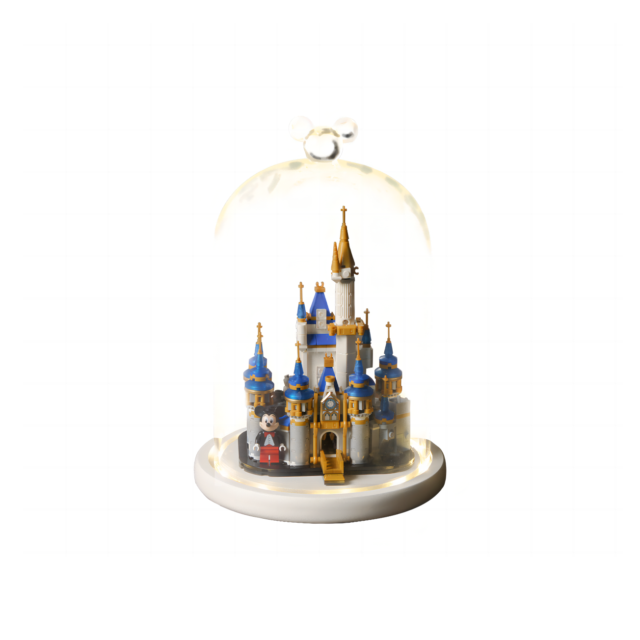 LEGO Микки Маус Мини Disney Замок и Стеклянная Лампа Оттенок Слитный Стиль Коробка для Выставки Конструкторы 301 600 шт