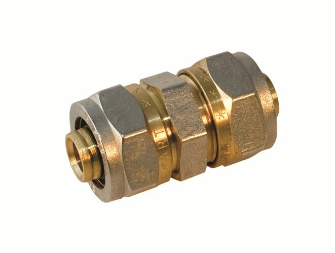 Муфта прямая обжимная 16 16 мм для металлопластиковых труб латунный соединительный фитинг для систем водоснабжения и отопления Millennium MMS1616