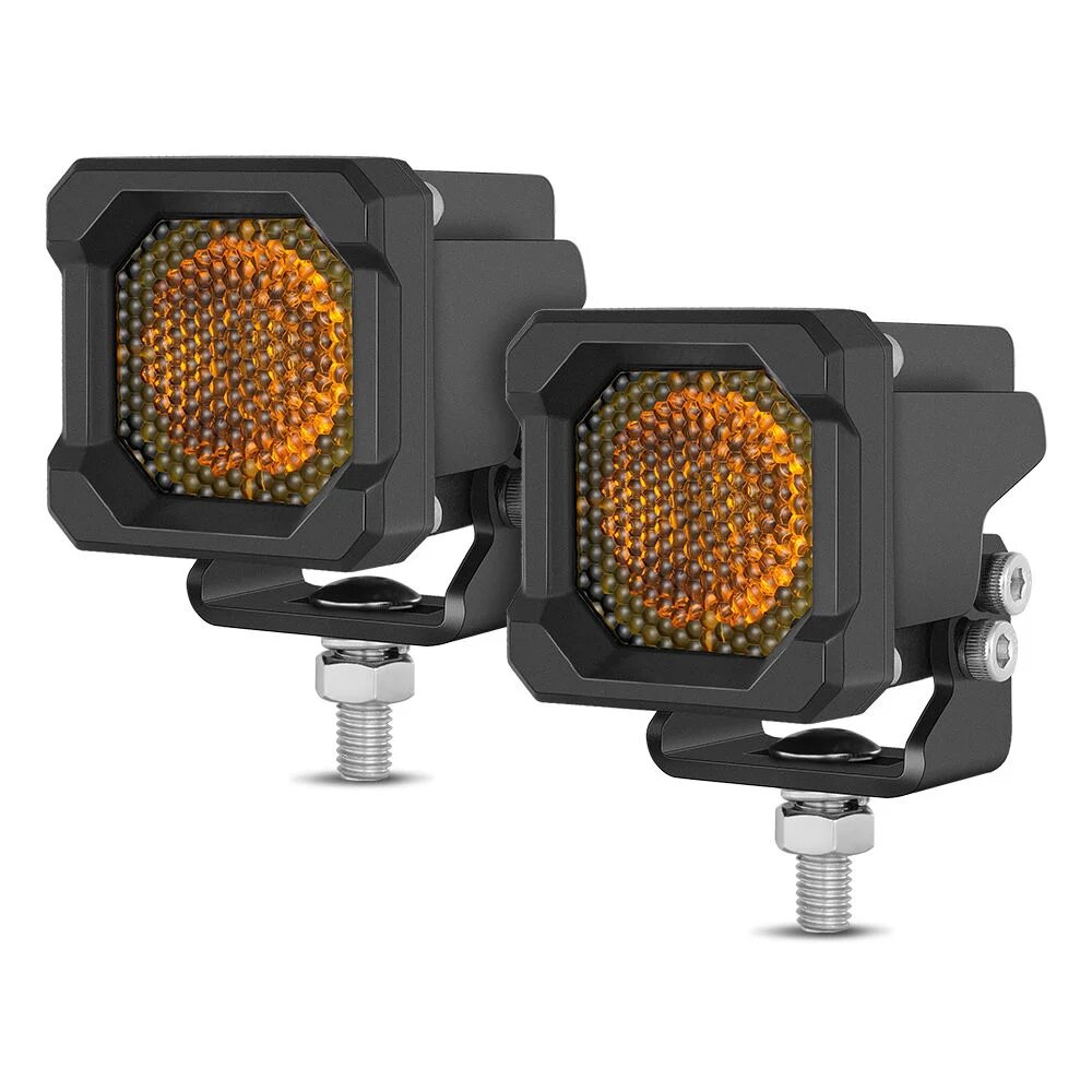 Комплект из 2-х 2-дюймовых светодиодных фар (LED Pod Lights) для внедорожников 4x4, Amber Flood beam