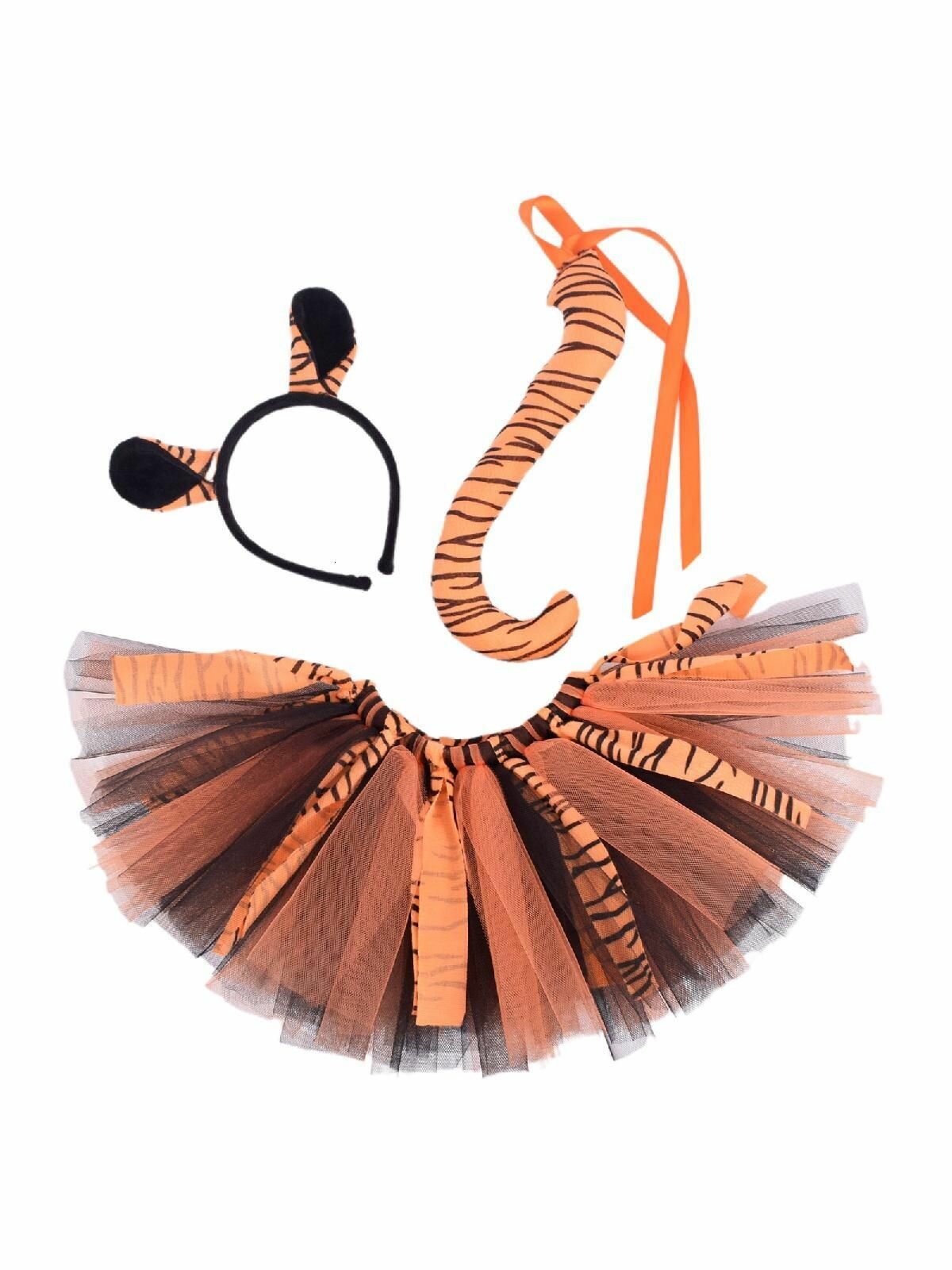 Ушки, хвост и юбка-пачка тигра для Хэллоуина, косплея и вечеринок, - от 0 до 6 метров