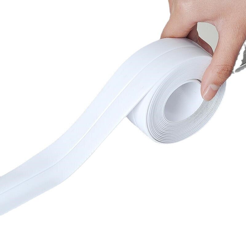 Лента герметизирующая для клеевого герметика Linlyda Белая для ванной кухни самоклеящаяся ПВХ водонепроницаемая полоса для основания унитаза края раковины защиты душевой резервуар 3,8см x 3,2м 3 штуки