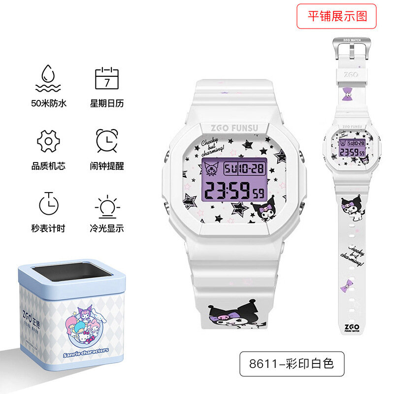 Электронные часы HelloKitty для девочек, подходящие для учениц средних и старших классов, детей, девочек, сотрудничество с Hello Kitty