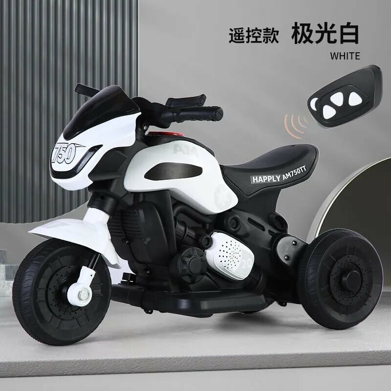 Детский электромотоцикл с пультом управления, перезаряжаемый, катящийся игрушечный мотоцикл