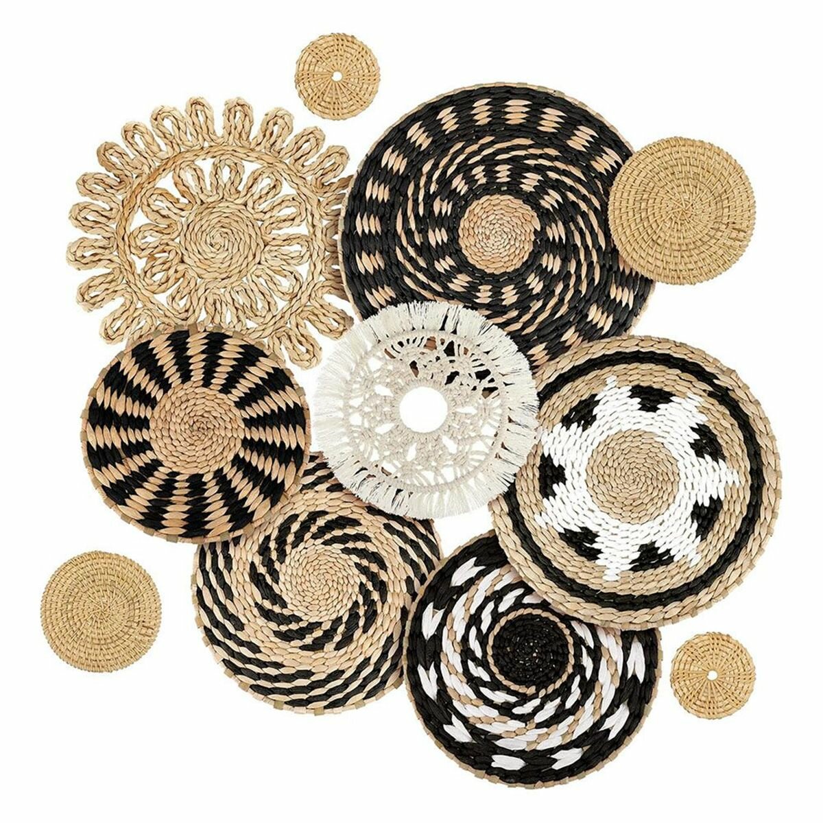 11 шт. настенных корзин в стиле бохо, декоративная круглая подвесная корзина из плетеного камыша для фермерского дома