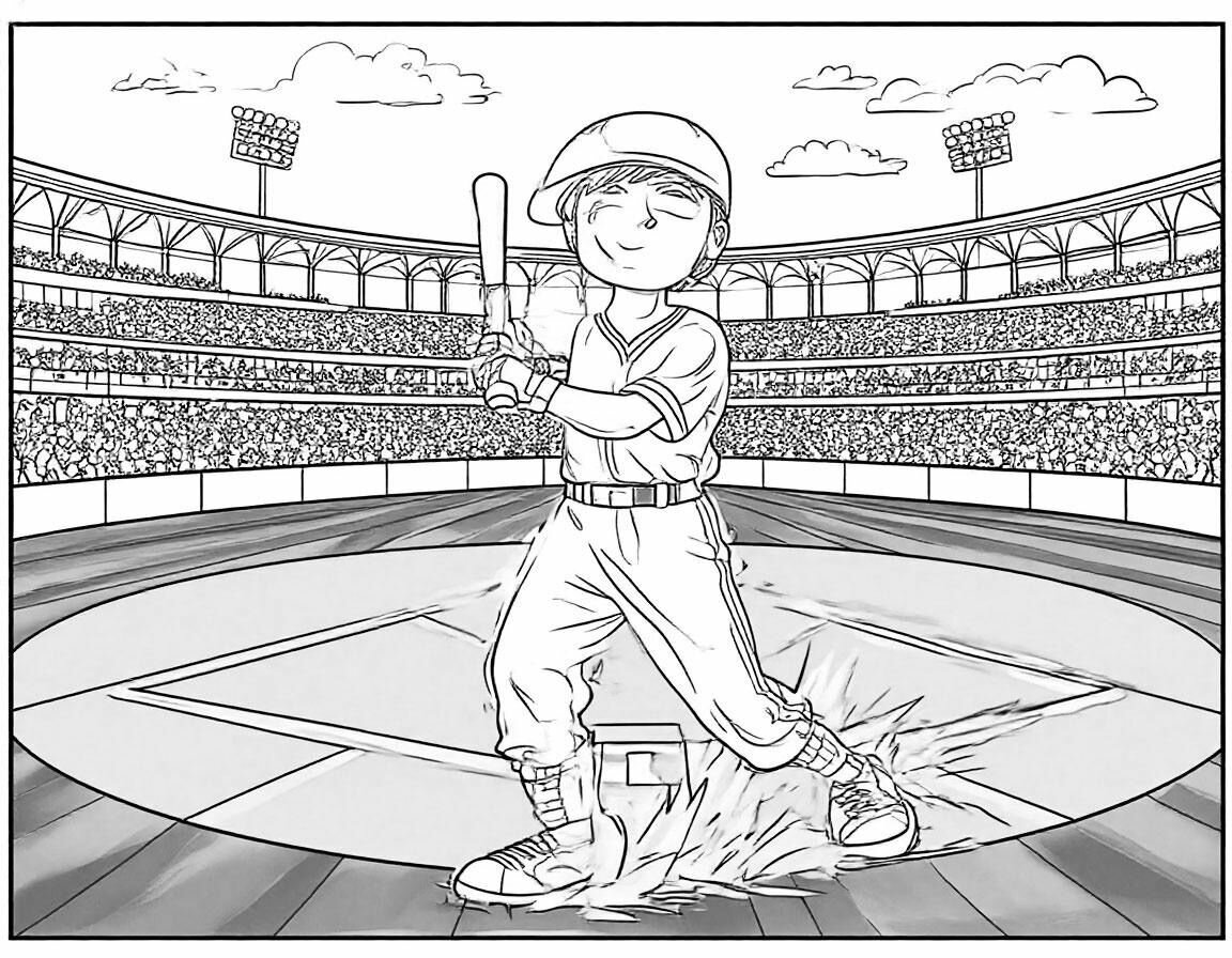 Набор детских раскрасок "Бейсбол", плотная бумага формата А4, 10 шт, от 1 года