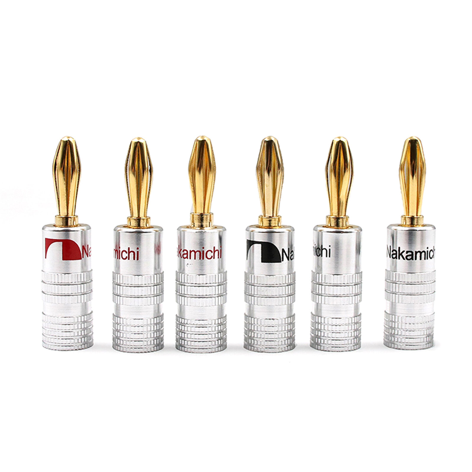 12pcs Коннекторы Банана для Акустики Из Чистого Медного Золота 4MM Коннекторы Для Кабеля Акустики Без Сварки Черный Красный