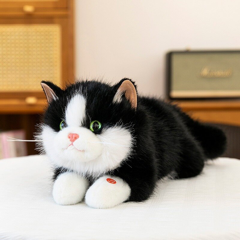 Игрушка-плюшевый кот, мурчащий, кукла-кот, лежащий стиль, котенок, мягкая игрушка, подарок на день рождения, спящий компаньон, украшение