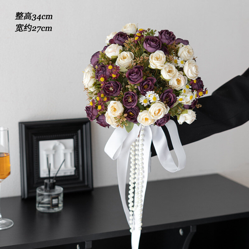 Европейский стиль легкой роскоши, высококачественные искусственные цветы, свадебный букет невесты, свидетельство о браке, ручные цветы, реалистичные цветы, декоративные аксессуары