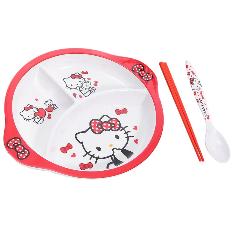 Детская тарелка для ужина, разделенная на секции, для фруктов, из меламина, ударопрочная, набор посуды, мультяшная,