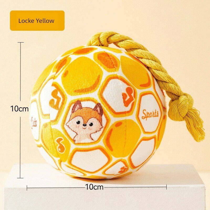 Желтый футбольный диск для собак 10 см диаметром с звуковым эффектом для мелких пород и йоркширских терьеров