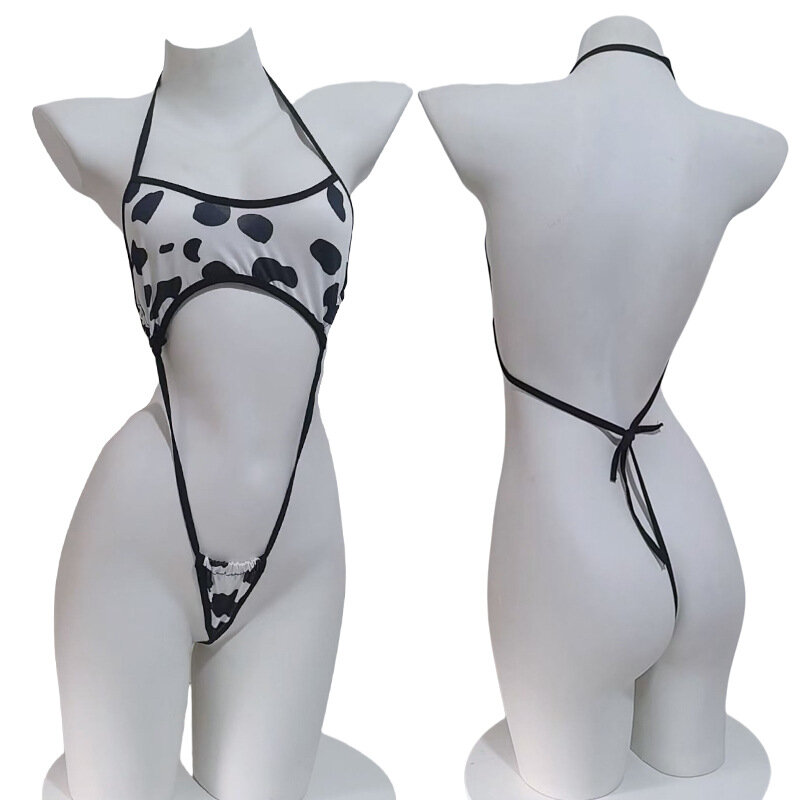 Сексуальное нижнее белье, одежда в стиле аниме, милый купальник в горошек с коровьей тематикой, бикини из двух частей.