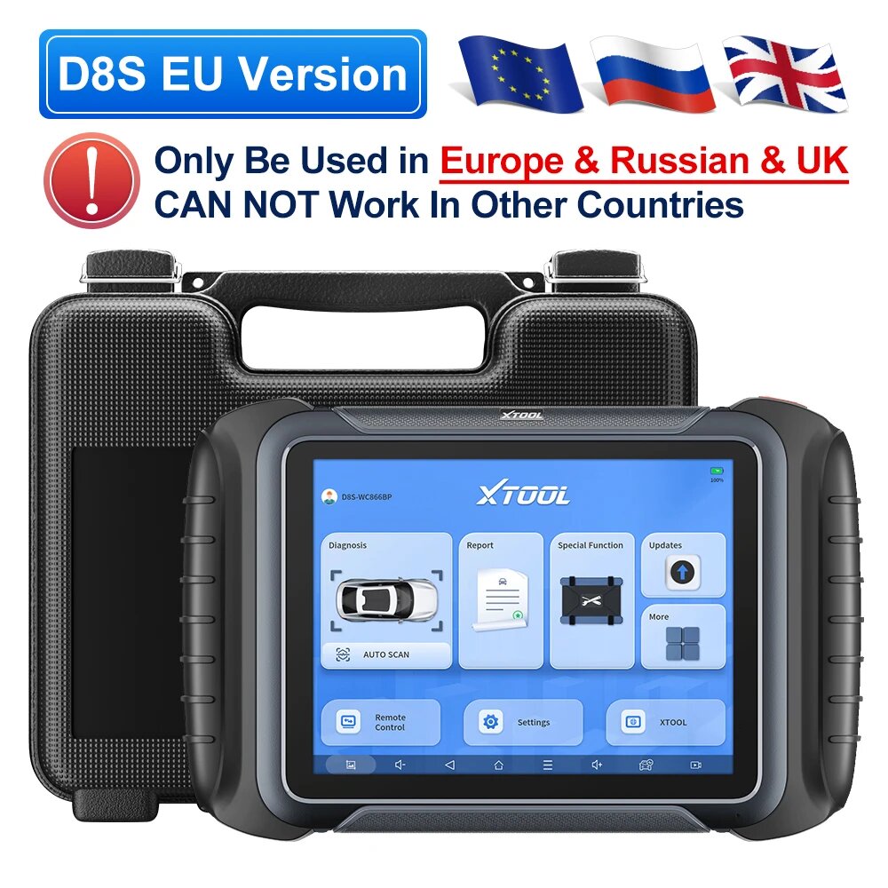 Диагностические инструменты для автомобилей XTOOL D8S с кодированием ЭБУ, двусторонним контролем, программированием ключей, 42 сервисами, автомобильным инструментом с CAN FD, DOIP, FCA