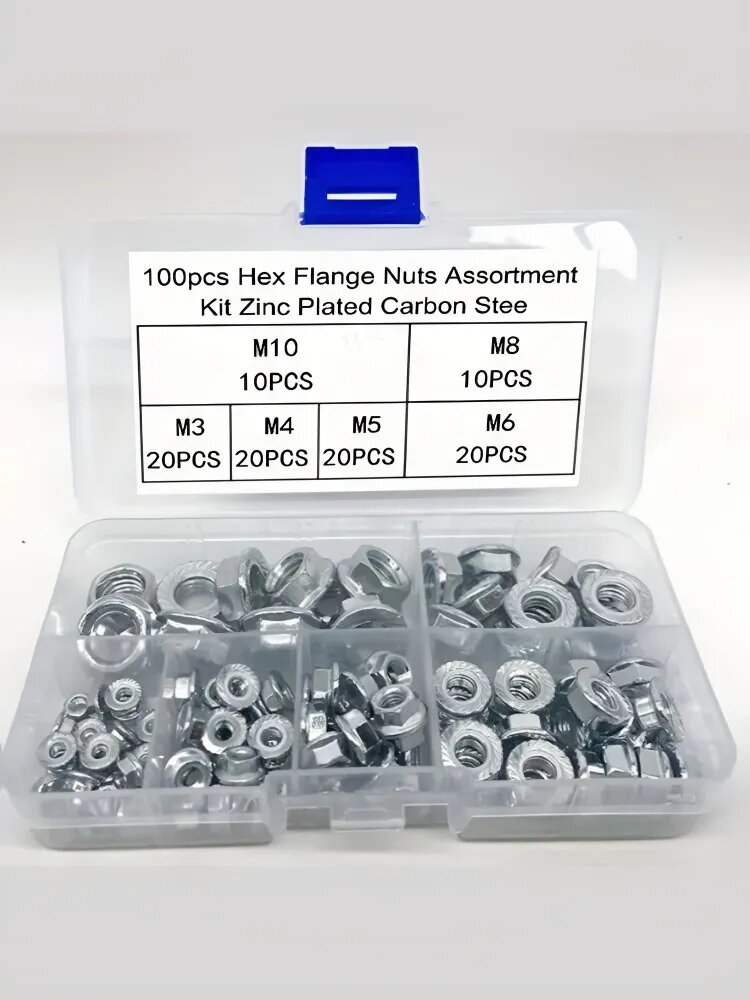 Гайка С фланцем Зубчатая, DIN6923, 100 шт, 350 г