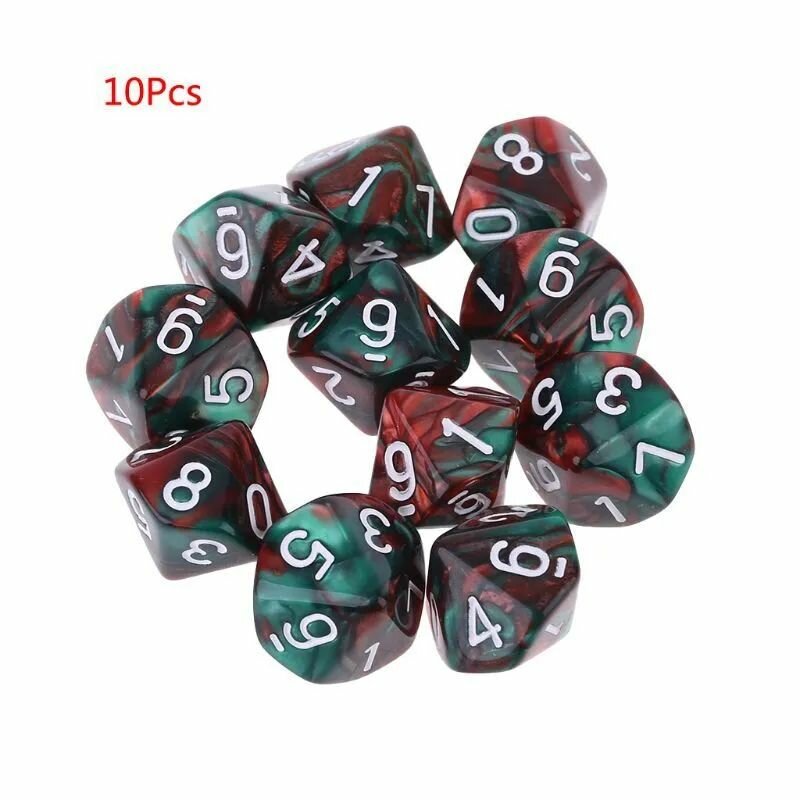 10шт 10-гранные кубики D10