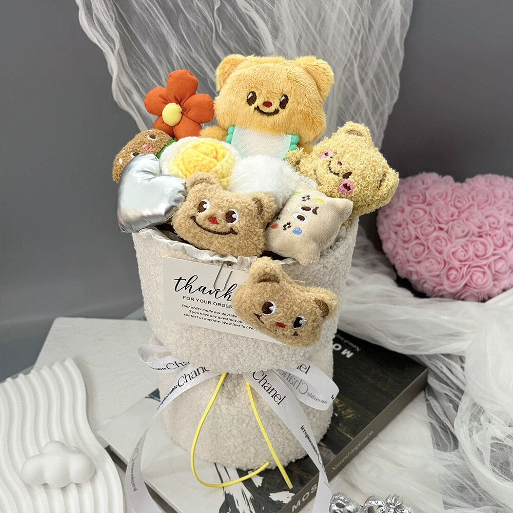 Подарок на Международный женский день: букет из плюшевых игрушек «Масляный мишка», плюшевая игрушка, ведёрко для объятий, мультяшная кукла — для вашей девушки в Международный женский день или День богини.