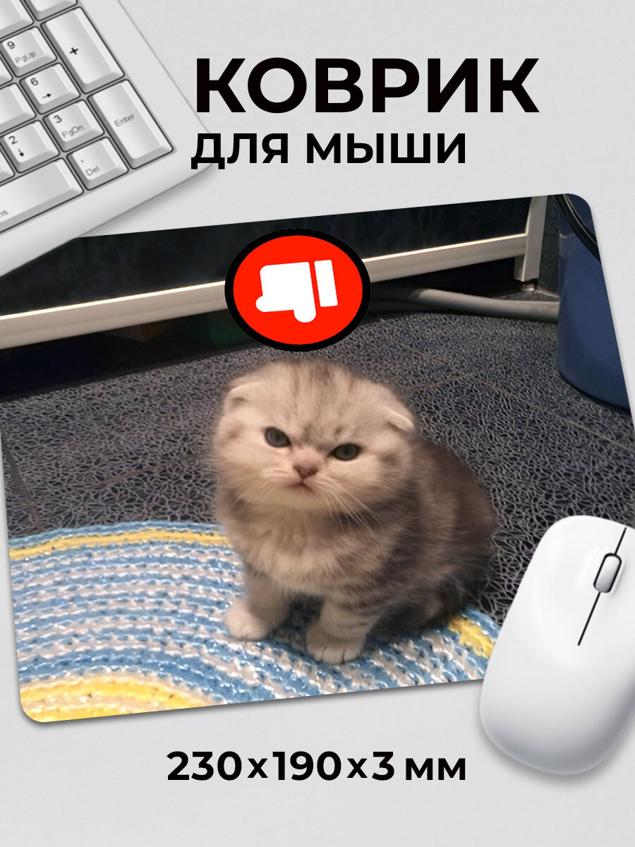 Коврик для мышки с приколом мем Котик дизлайк бравл старс