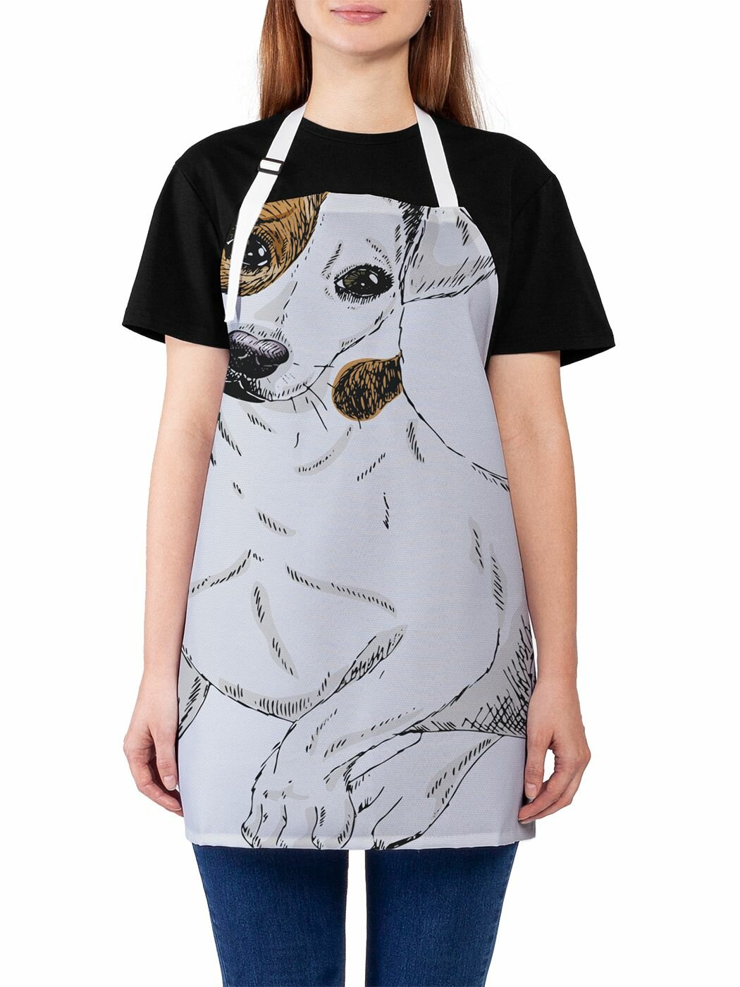 Фартук кухонный тканевый "Милый джек рассел" 65х65х28 см, JoyArty