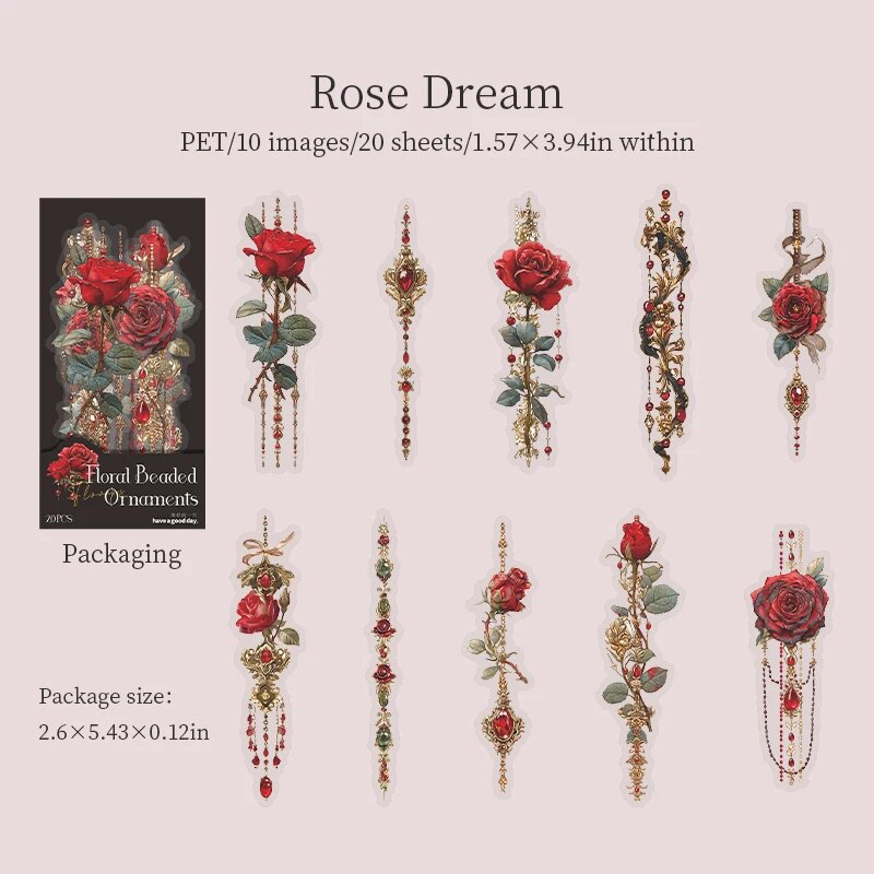 Наклейки на скрапбукинг Rose Dream, 20 шт, Цвет: F