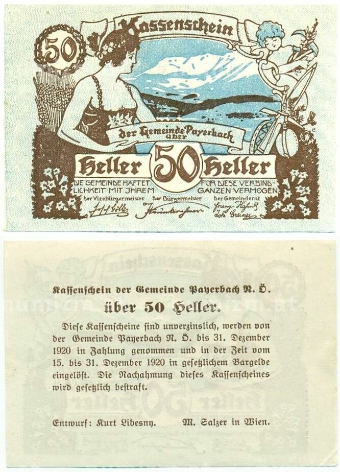 Австрия 50 геллеров Пайербах 1920 aUNC