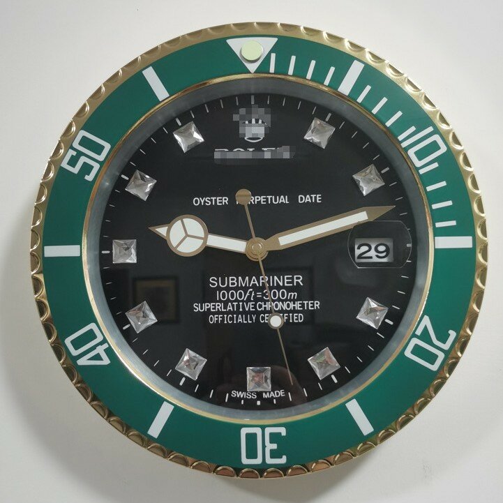 14inch Настенные часы Rolex Submariner с металлическим корпусом и увеличительным стеклом GMT, подходящие для залов в