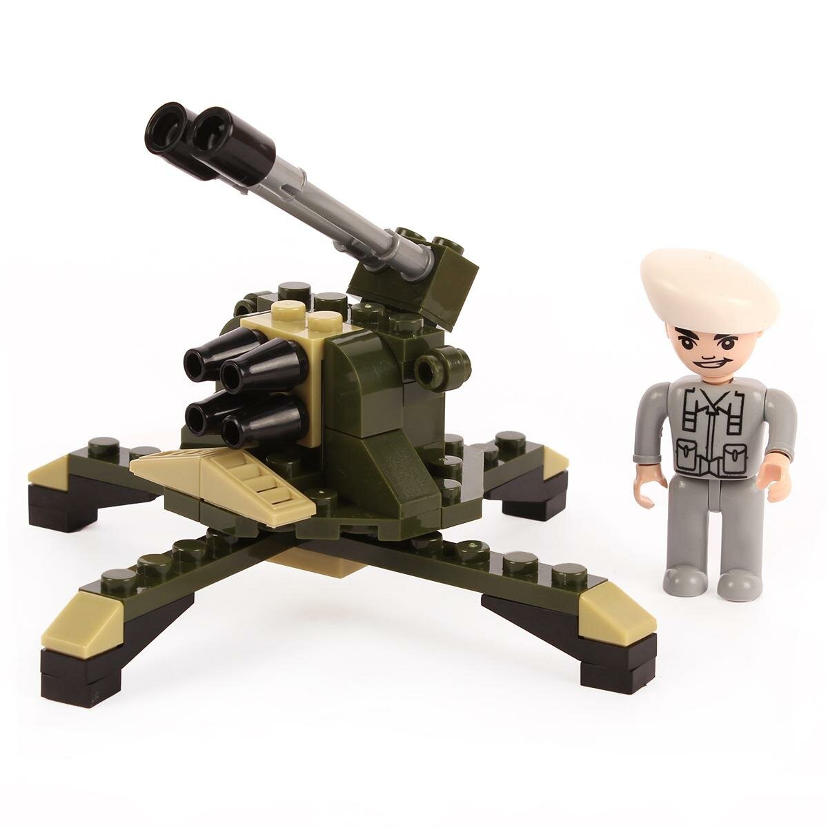 Конструктор блочный Аусини Армия Зенитка, 64 детали, пластик, для детей от 6 лет