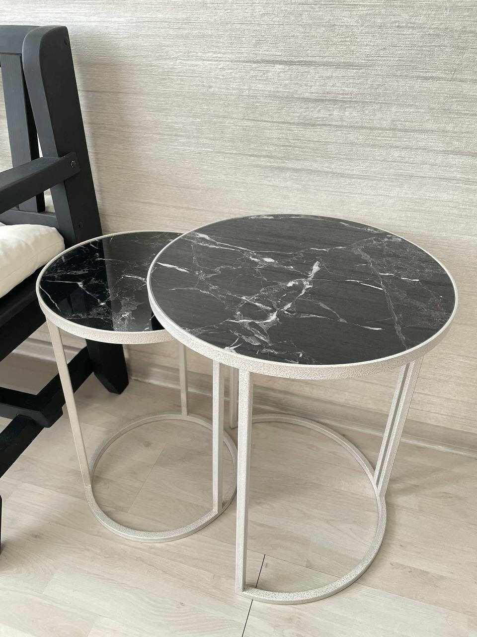 Комплект столов Duo luna, керамогранит Black white (Meridian Etna furniture)