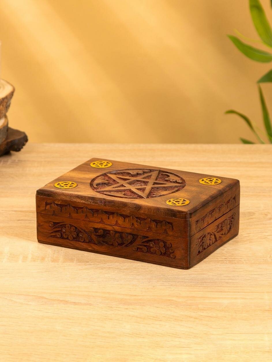 Шкатулка «Пента», резная, размер 18 × 13 × 6 см, дерево шишам