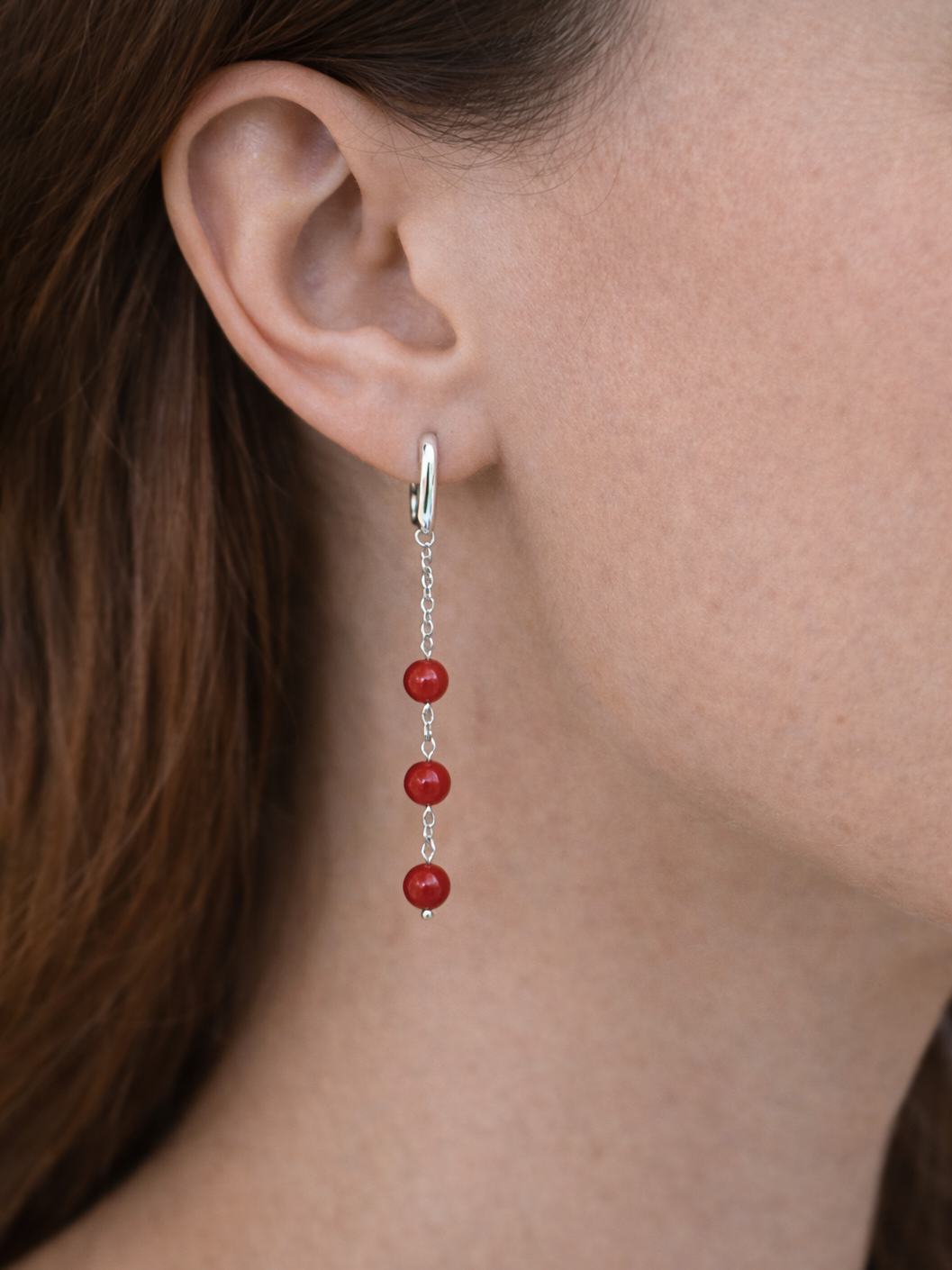 Серьги, коралл