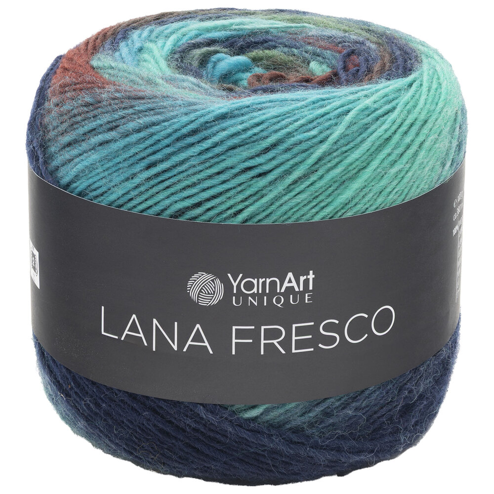 Пряжа для вязания Yarnart Lana Fresco 8112 зеленая бирюза терракот 100 гр/380 м 100% шерсть