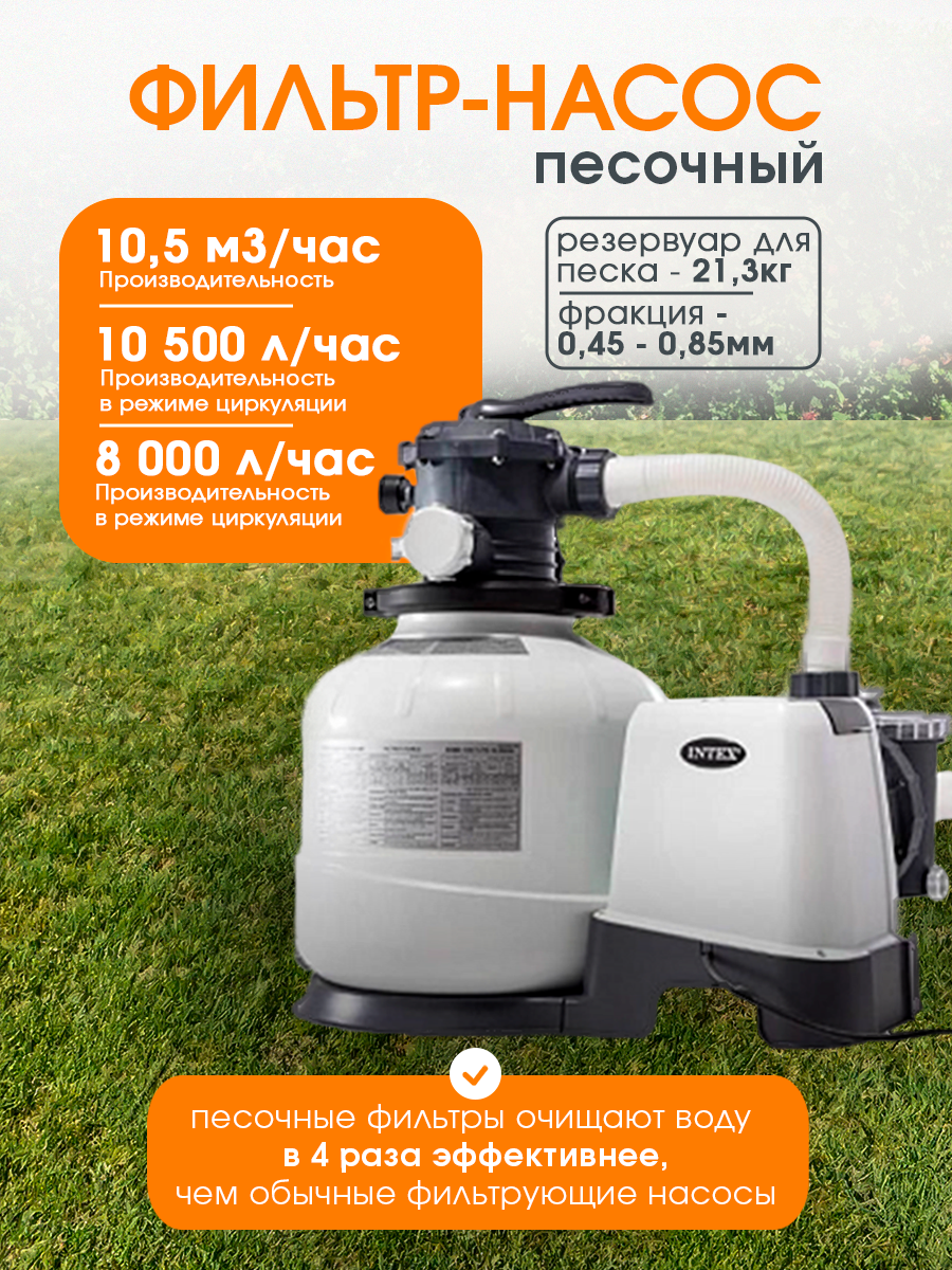 Фильтр-насос песочный INTEX, фракция 0,45-0,85мм (Арт. 26648)