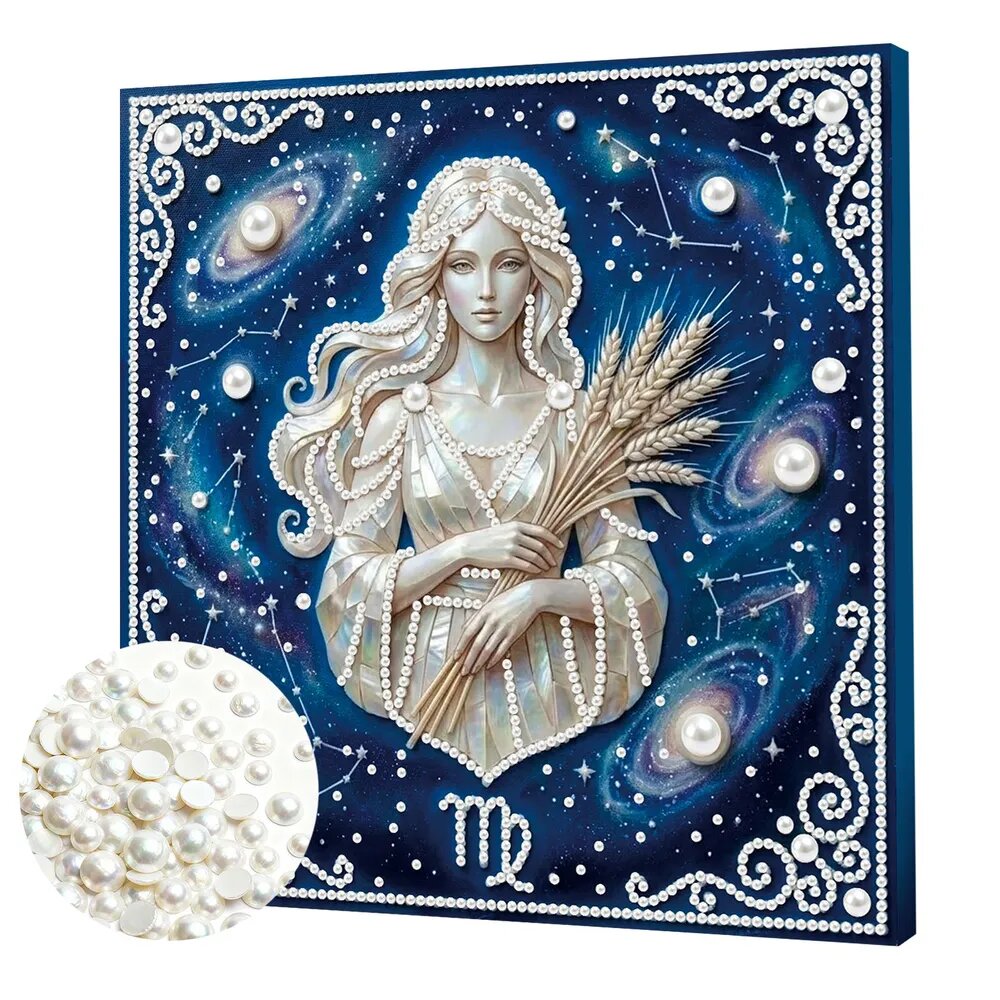 DIY-картина из жемчужин с рамой, 25 25 см, знак Зодиака Дева, перламутр