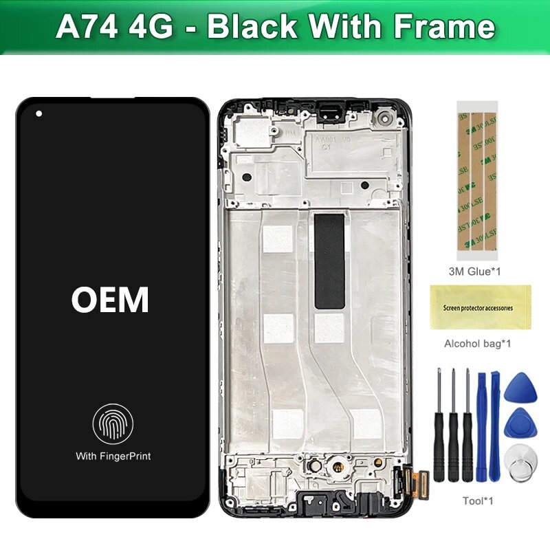 6,43 'OEM для OPPO A74 4G протестировано для A74 CHP2219 ЖК-дисплей, сменный преобразователь сенсорного экрана в сборе