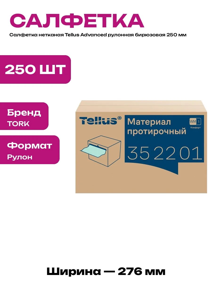 Материал нетканый Tellus Advanced бирюзовый в рулонах 250 мм