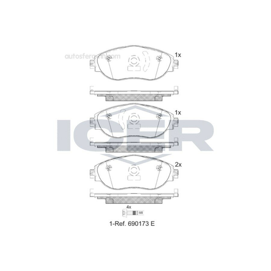 ICER 182018204 182018-204 колодки дисковые передн! с антискрип. пл.\ Seat Alhambra, VW Sharan 1.4/2.0TSi/2.0TDi 10>