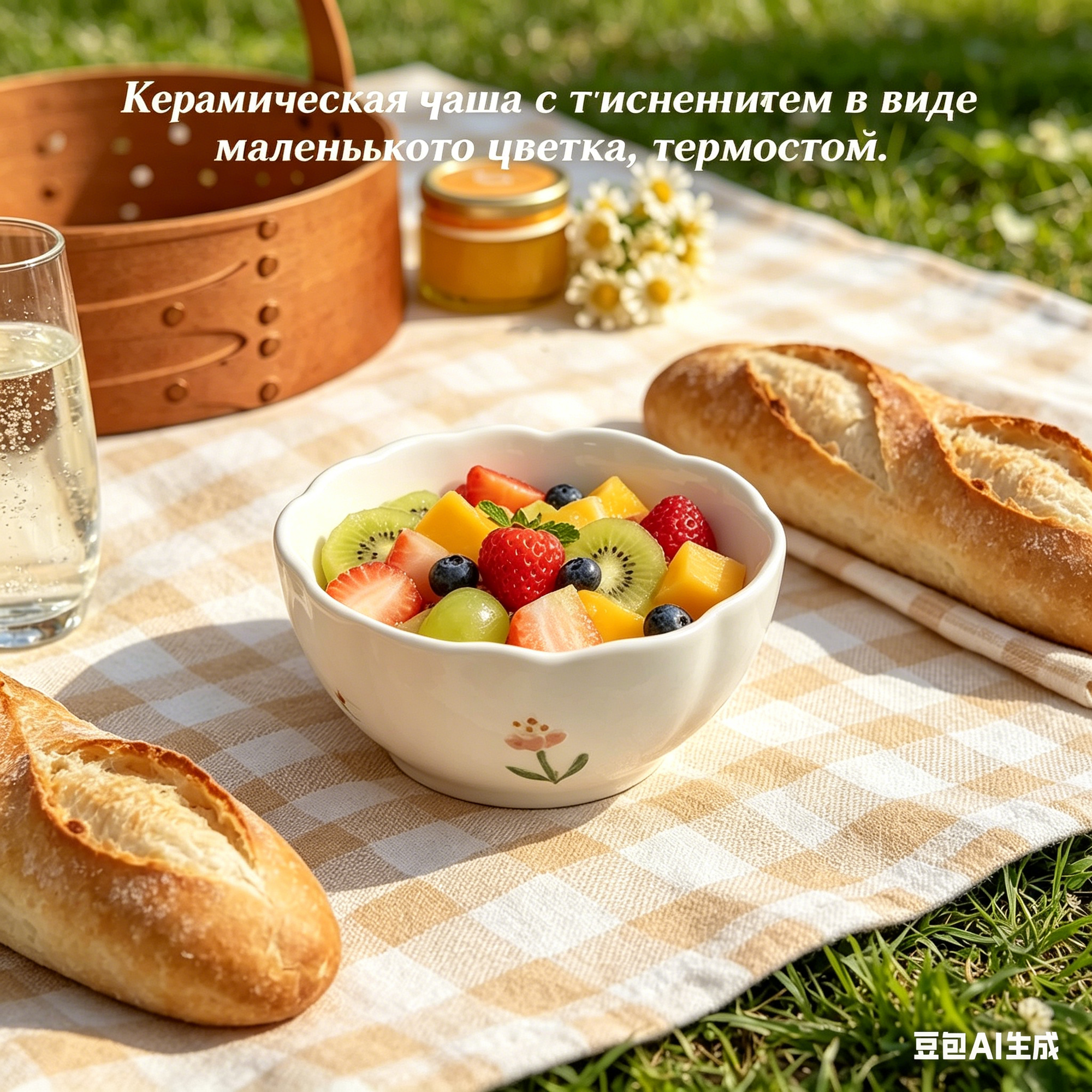 Термостойкая керамическая чаша объемом 380 мл, бытовая чаша с тиснением в виде маленького цветка