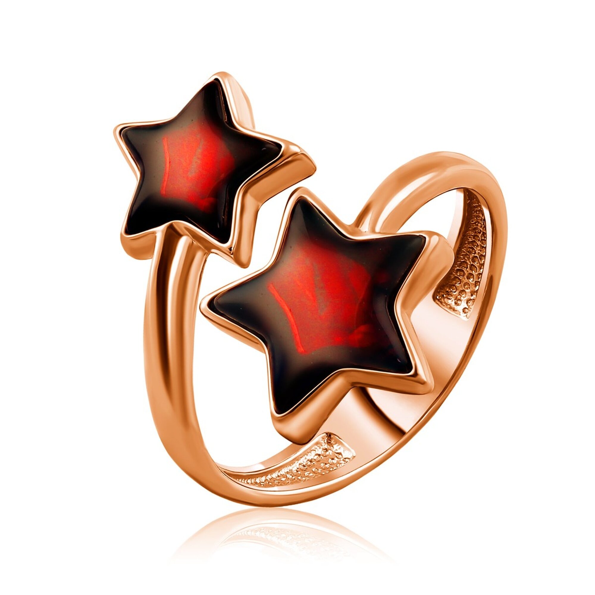 Кольцо Diamant online, серебро, 925 проба, золочение, янтарь