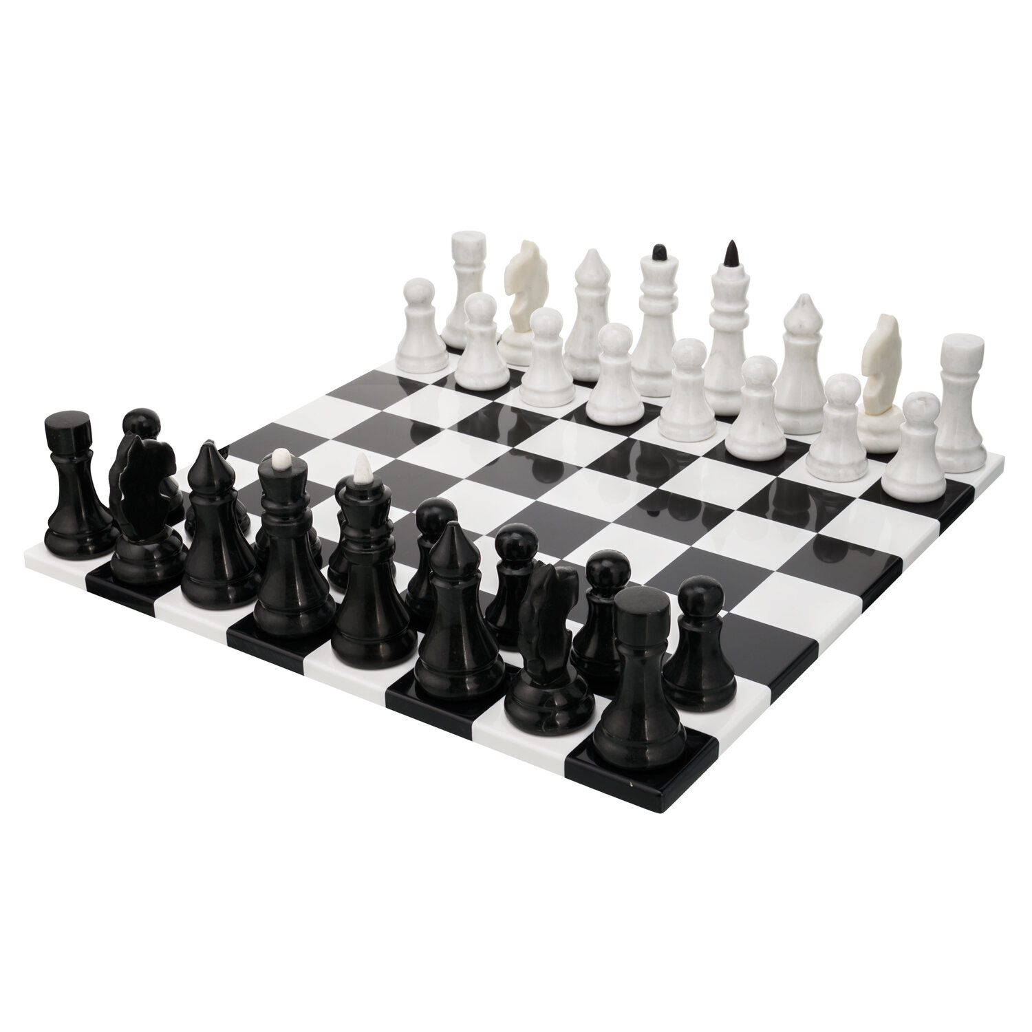 301978 Каменная Шахматная доска с фигурами 40*40 см (ч/б)