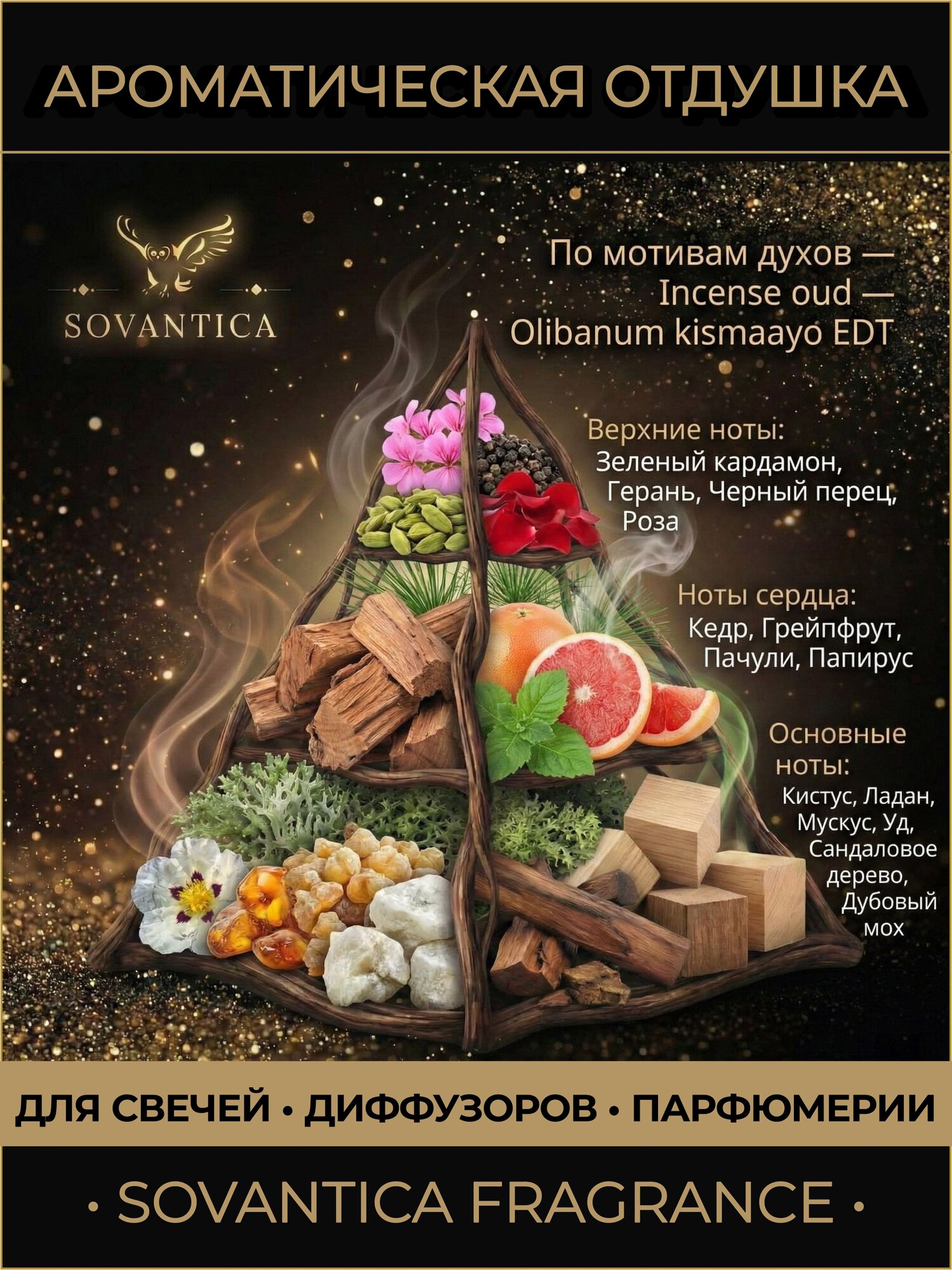 K • Парфюмерная отдушка 10 г Incense oud unisex Olibanum kismaayo EDT, Sovantica