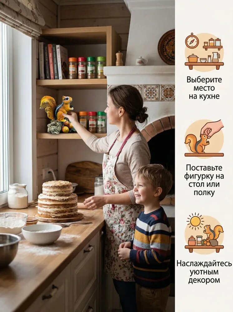 Фигурка садовая "Белка" для дома и сада, из смолы, коричневая, 16*13.2*18 см — фото 1