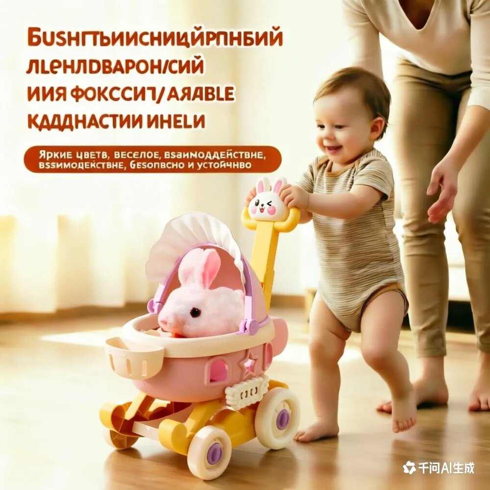 Детская каталка-паровоз на палочке