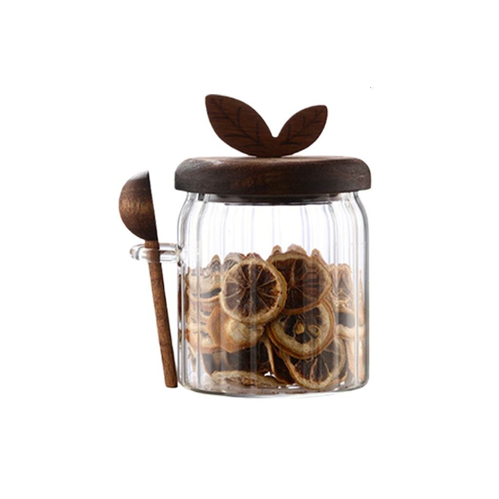 Стеклянная банка с ложкой для хранения, 500ml