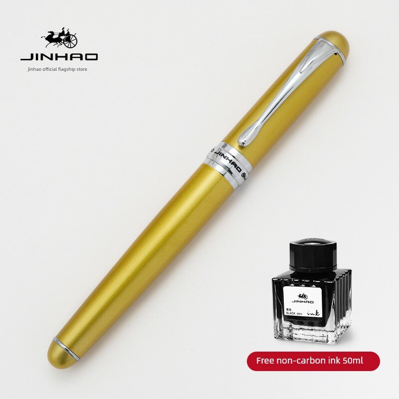 JinHao X750 Тонкий перо 0,5 мм с чернилами 5001 в комплекте Простая упаковка Золотисто-желтый