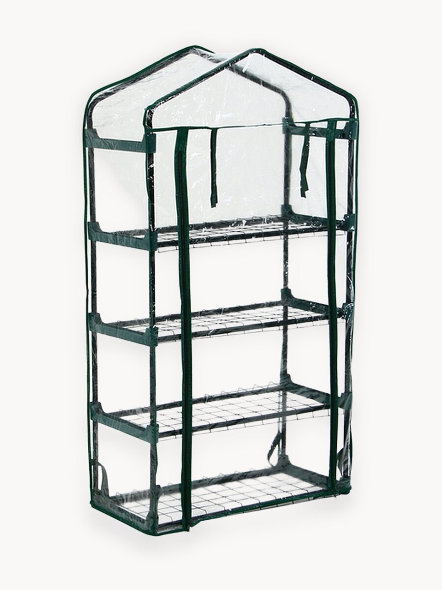 Парник-стеллаж, 4 полки, 125 × 70 × 30 см, металлический каркас d = 16 мм, чехол плёнка 80 мкм, Greengo