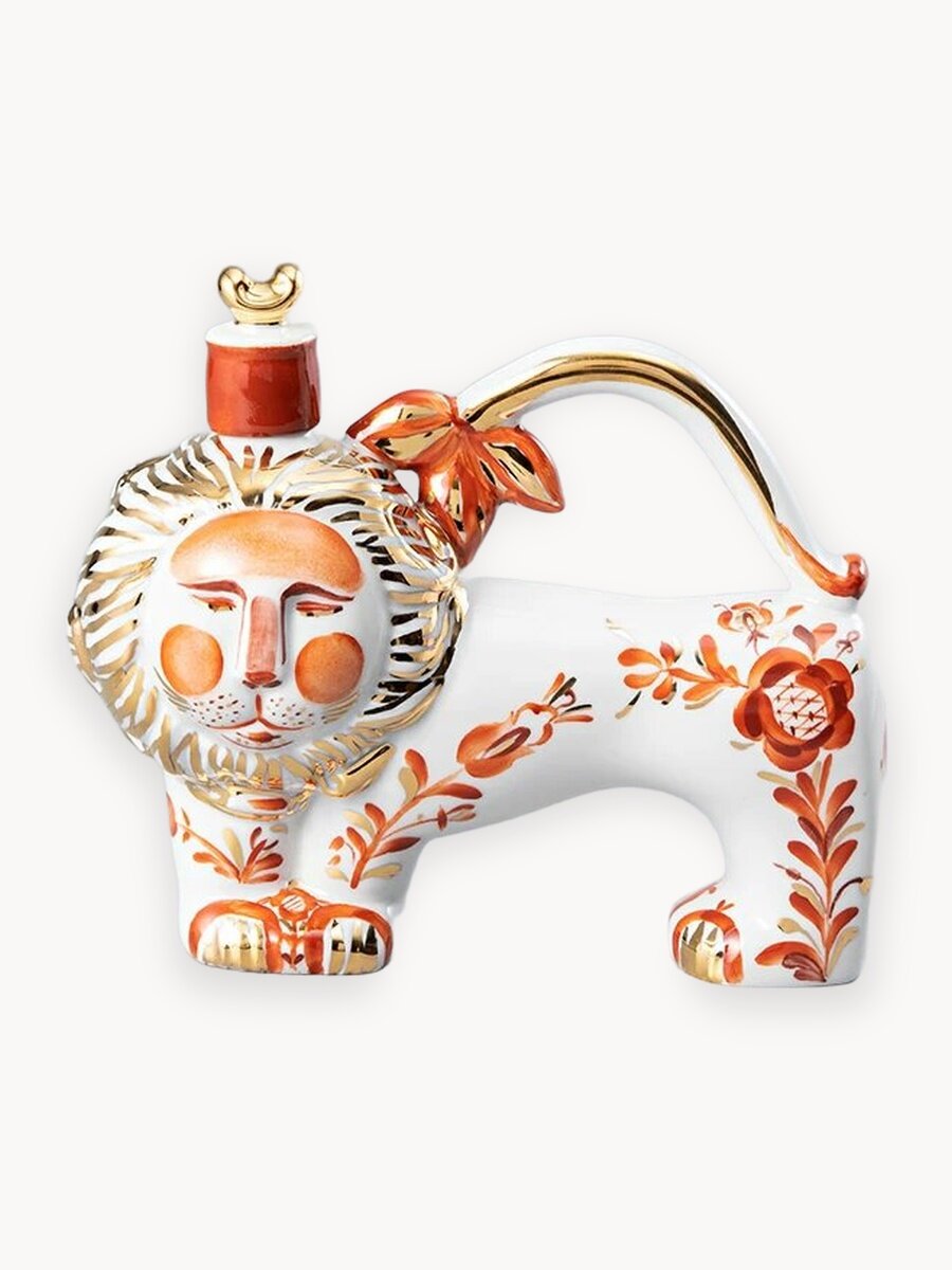 Фарфоровый графин Лев Красный, ручная роспись, 380 мл, Императорский фарфоровый завод