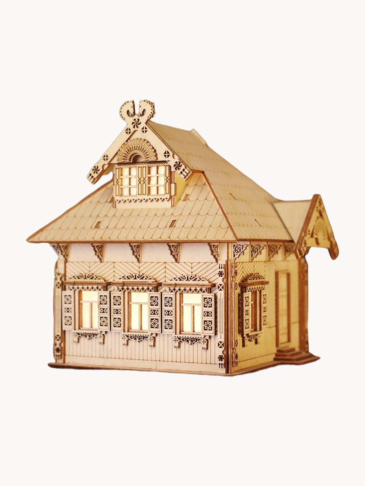 Деревянный домик конструктор "Дом с мезонином" / сборная модель, заготовка для творчества