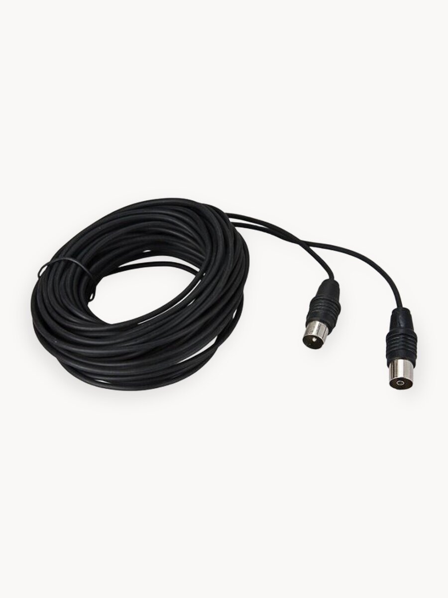 Кабель антенный Rexant ТВ гнездо - ТВ штекер, черный, длина 5 м