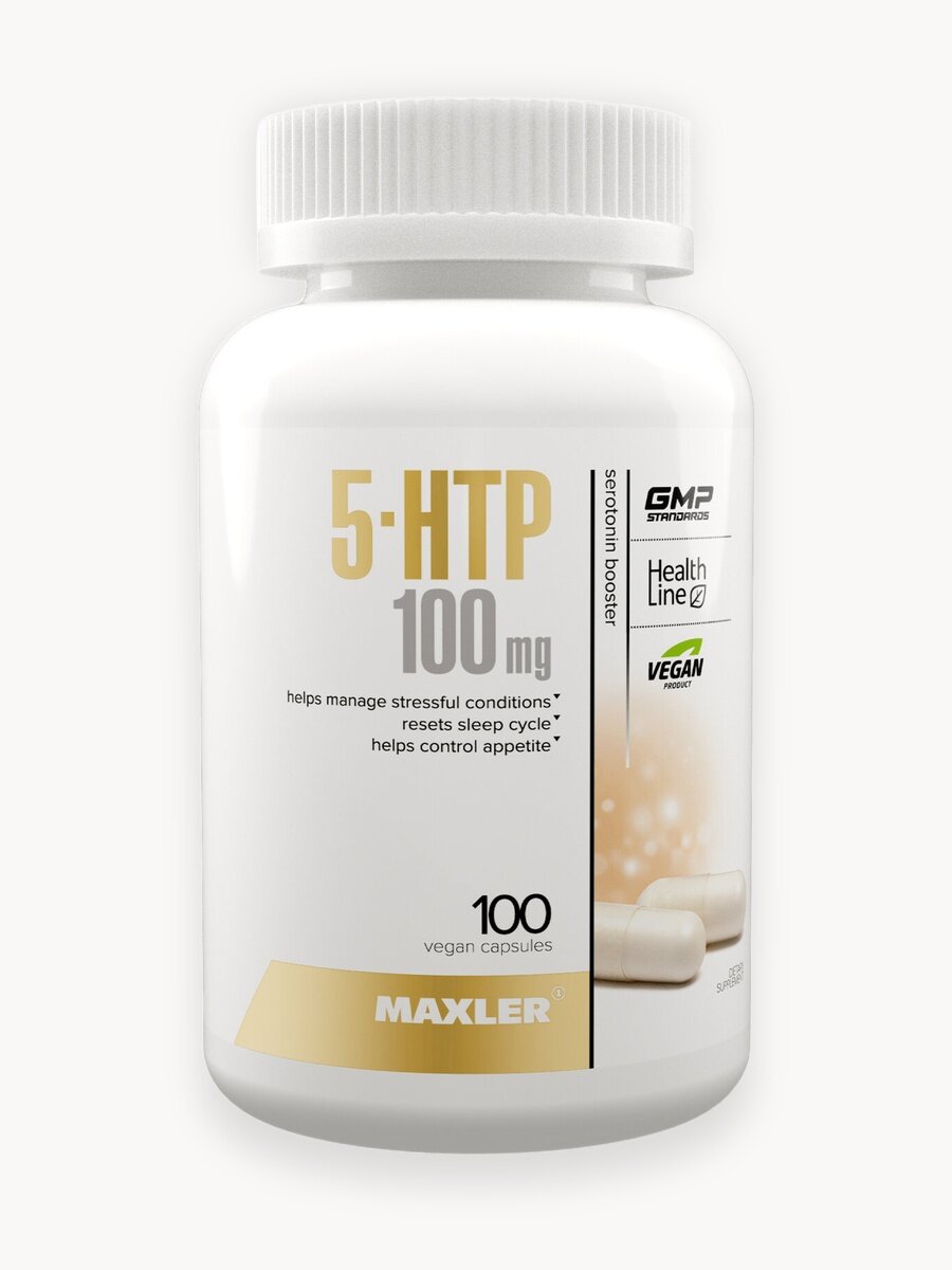 5-HTP (5-гидрокситриптофан) с витамином С и B6 Maxler 5HTP, 100 мг, 100 капсул