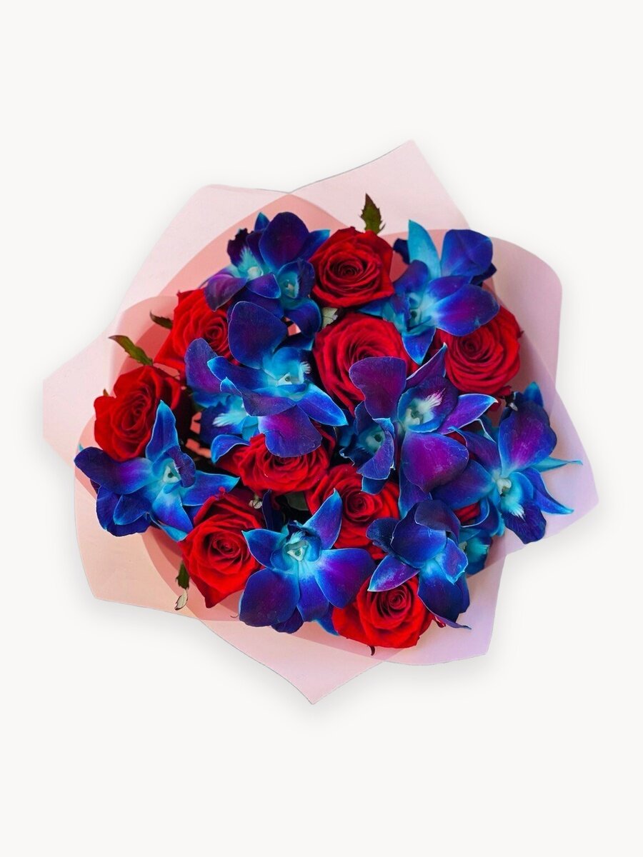 Букет "Космические Орхидеи с Розами" от Rybe Flowers