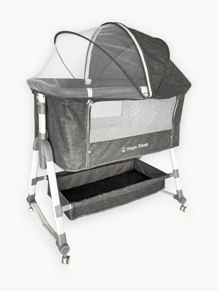 Кроватка трансформер для новорожденных Magic Sleep приставная с матрасом, маятником и пеленальным столиком 0+ Ами Мебель